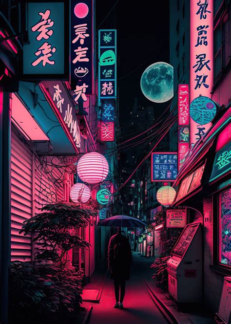Tokyo Neon Poster Picture Metal Print Paint By Anime Poster