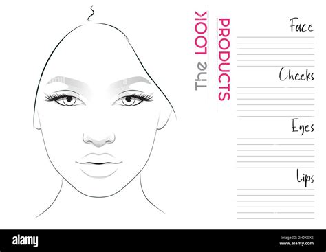 Realistic Makeup Artist Face Chart Blank Template Vector Illustration