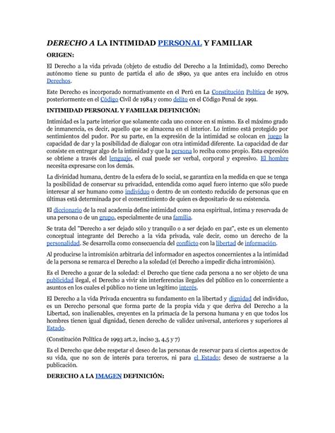 76661882 Derecho A La Intimidad Personal Y Familiar DERECHO A LA