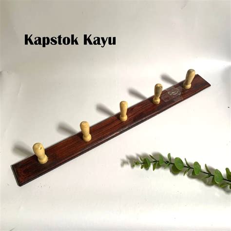Jual Kapstok Kayu Kastok Gantungan Baju Dinding Hook Kayu Coklat