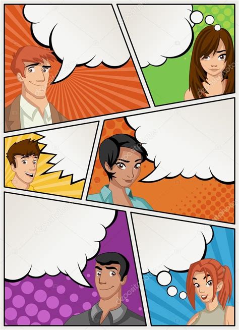 Comic Book Page With People Talking Stock Vector Deniscristo