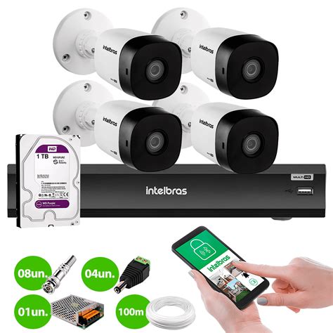 Kit Cftv 4 Câmeras Intelbras VHD 1220 B Full HD 1080p Infra 20 Metros