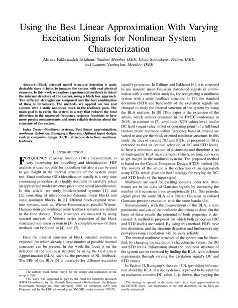 pdf using the best linear approximation with varying excitation signals for nonlinear system