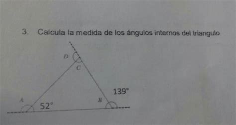 calcula la medida de los ángulos internos del triangulo Brainly lat