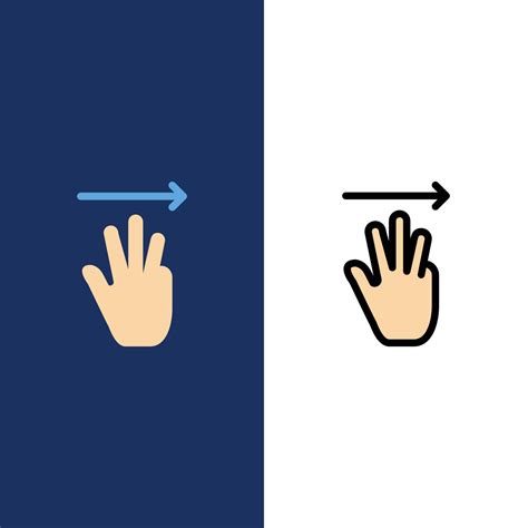 Hand Hand Cursor Up Right Icons Flat And Line Filled Icon Set Vector