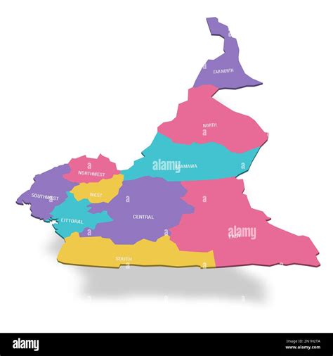 Camerun Carta Politica Delle Divisioni Amministrative Regioni Mappa
