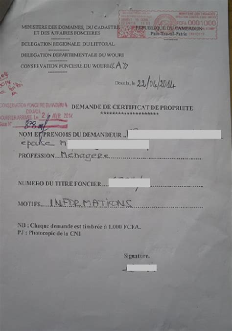 Certificat De Propriete