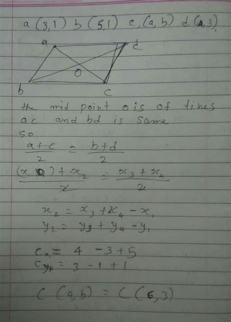 points a 3 1 b 5 1 c a b d 4 3 are the vertices of the parallelogram abcd find the value of a