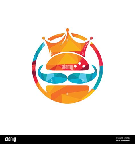 Burger King Vector Logo Design Burger With Crown And Mustache Icon