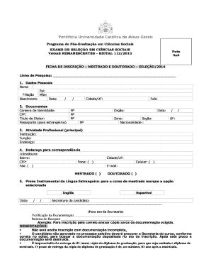 Preenchível Disponível Ficha de inscri o vagas remanescentes PUC