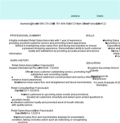 6 Great Retail Sales Associate Resume Examples LiveCareer