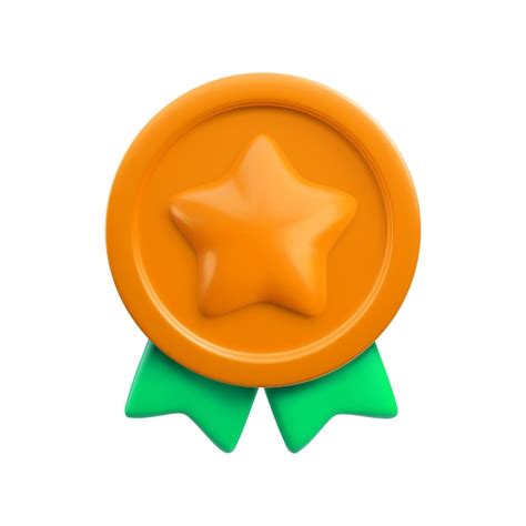 Premium Vector Vector D Bronze Medal With Star And Green Ribbons