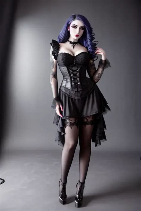 Dopamine Girl Wide Shot Year Old A Gorgeous Gothic Girl Slim