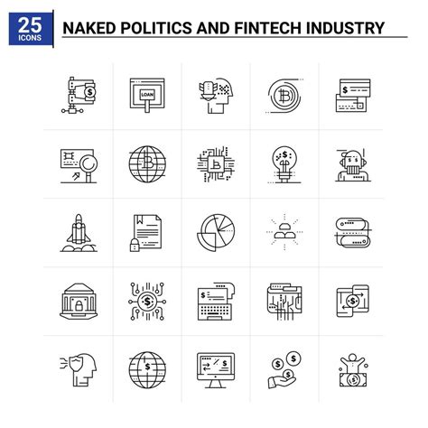 25 Naked Politics And Fintech Industry Icon Set Vector Background