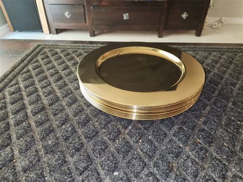 Set Of 12 Gold Plated Vintage Charger Plates Etsy