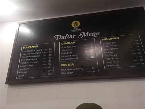 Carta Del Restaurante COTO MAKASSAR LAO MANRE Sendangadi