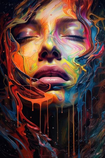 A Woman With Colorful Paint On Her Face Premium AI Generated Image