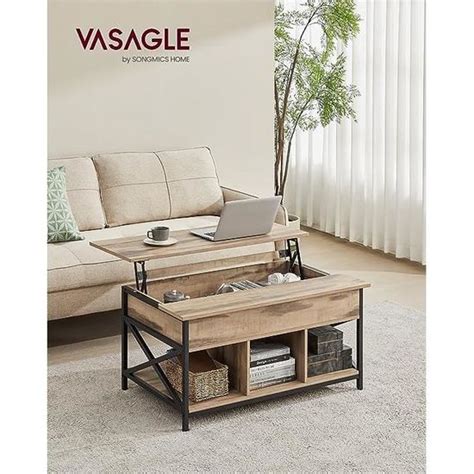 Table Basse Vasagle Plateau Relevable Rangement Ouvert