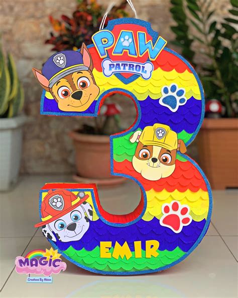 Condicional Necesito creativo piñata paw patrol numero 3 Amarillento