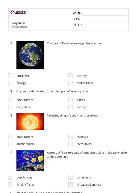 Ecosystems Worksheets For Th Grade On Quizizz Free Printable
