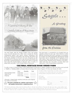 Fillable Online Oneidanation Cultural Heritage Book Order Form The