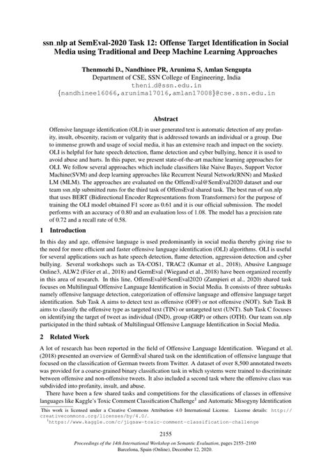 pdf ssn nlp at semeval 2020 task 12 offense target identification in social media using