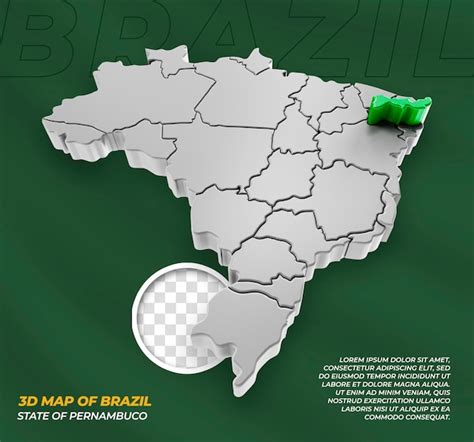 Premium PSD 3d Map Of Brazil State Of Pernambuco
