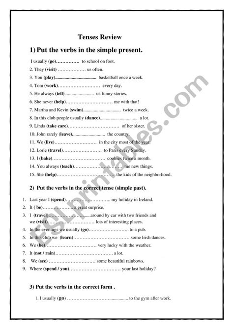 Tense Review ESL Worksheet By Rimesfarouk