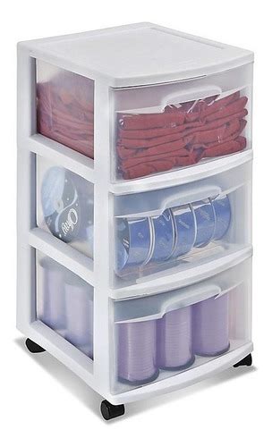 Torre 3 Cajones Plástico Mediana Sterilite Cajonera Ruedas Envío gratis