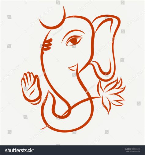 Drawing Sketch Hindu God Lord Ganesha Ganpati Creative Outline Editable