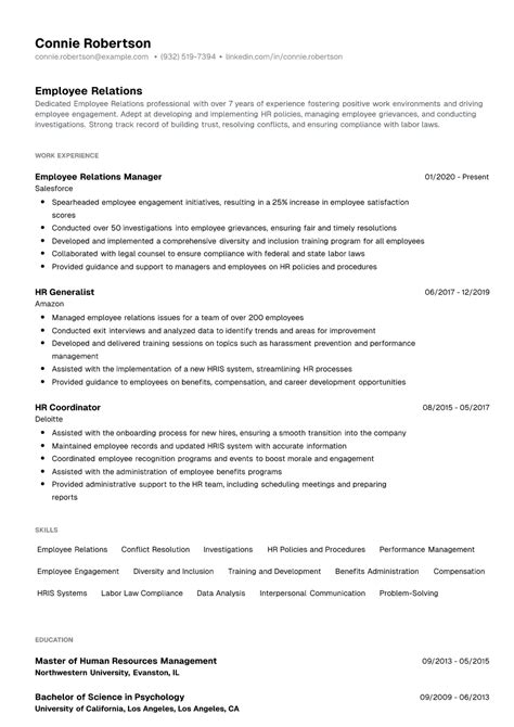 5 Employee Relations Resume Examples Writing Guide