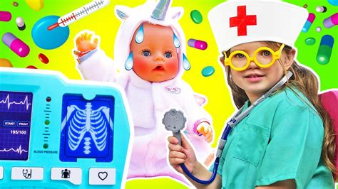 Doktor Oyunları Baby Born Oyuncak Lina hastalanmış Bebekler için
