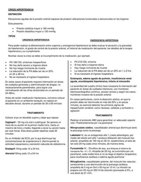 Crisis hipertensiva emergencia y urgencia Claudia Castañón uDocz