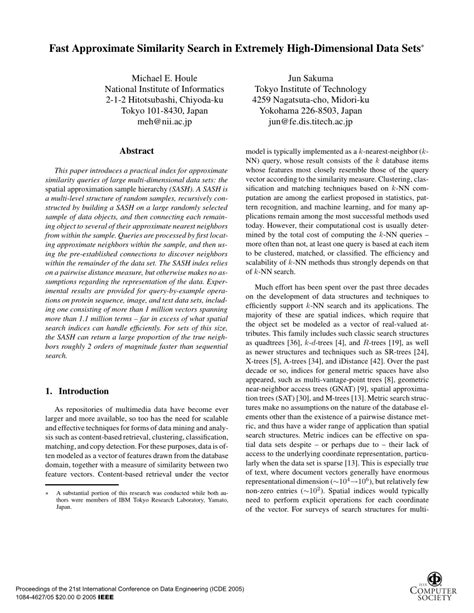pdf fast approximate similarity search in extremely high dimensional data sets