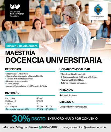 Maestría de Docencia Universitaria Colegio Químico Farmacéutico