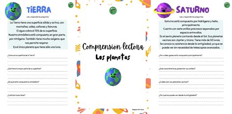 Fichas De Comprension De Planetas
