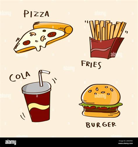Hand Drawn Fast Food Vector Set Stock Vector Image Art Alamy