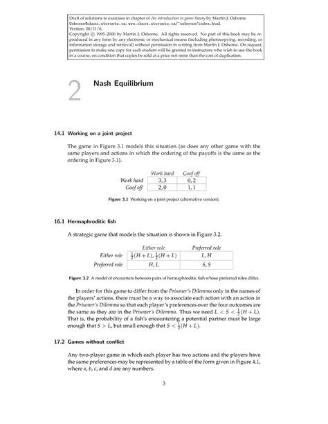 game theory osborne soln draft of solutions to exercises in chapter of an introduction to game