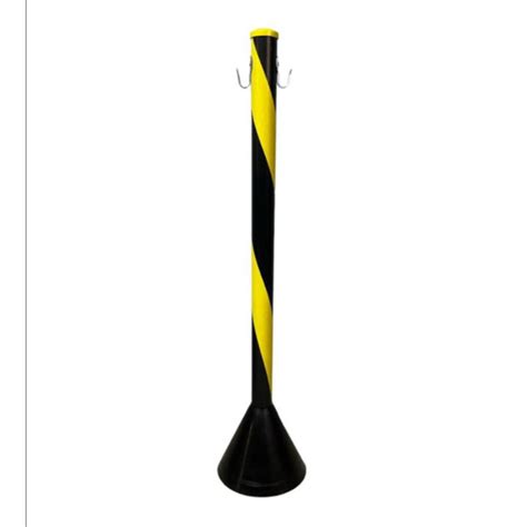 Pedestal para Corrente de Segurança 90x21cm Plástico Preto e Amarelo