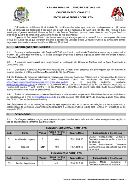 Preenchível Disponível Concurso O Presidente da Cmara Municipal de