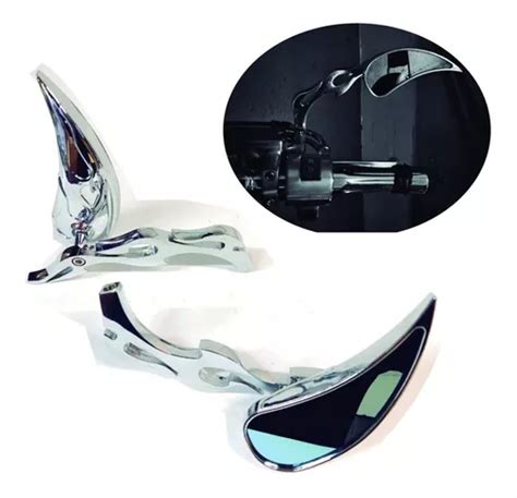 Espejos Chopper Tipo Flamas Cromados Univ Moto Cuchilla Env O Gratis