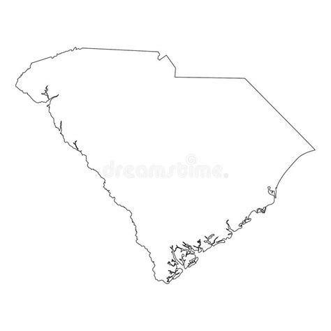 South Carolina SC State Border USA Map Outline Stock Vector