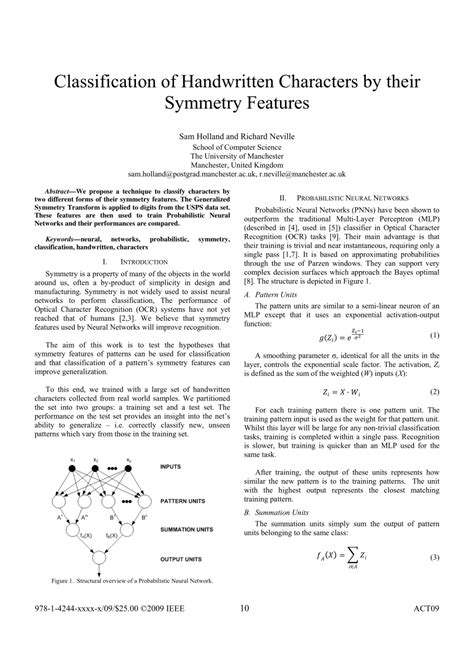 pdf classification of handwritten characters by their symmetry features