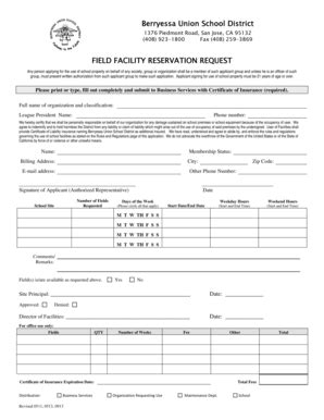 Fillable Online Field Facility Reservation Request0913 Travel Report