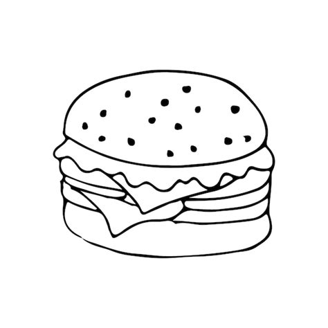 Premium Vector Burger Doodle Illustration In Vector Hand Drawn