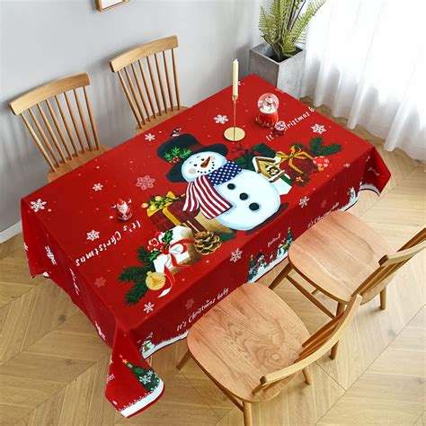Christmas Tablecloth Rectangle 60 X 102 Inch Believe Snowman With