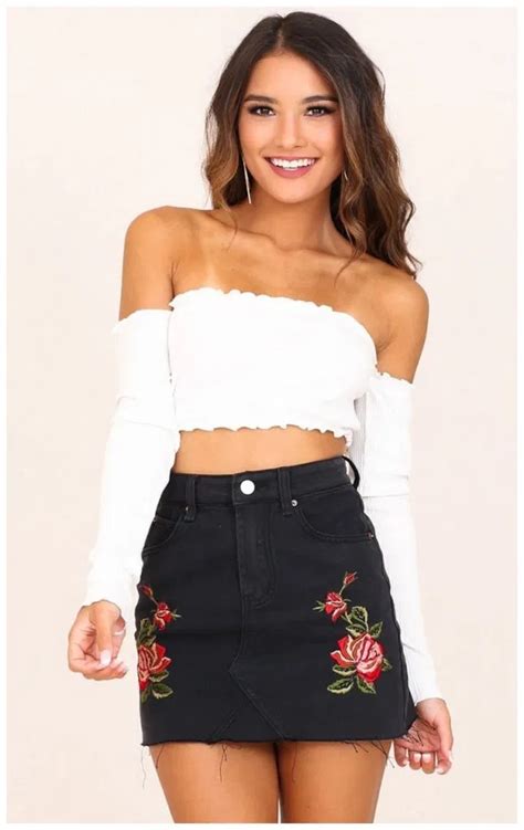 50 Elegant Denim Skirts Outfits Ideas Gala Fashion Crop Top Outfits Tube Top Outfits Top