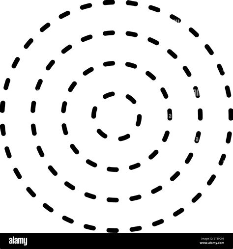 Dashed Concentric Circle Icon Black And White Broken Circular Rings