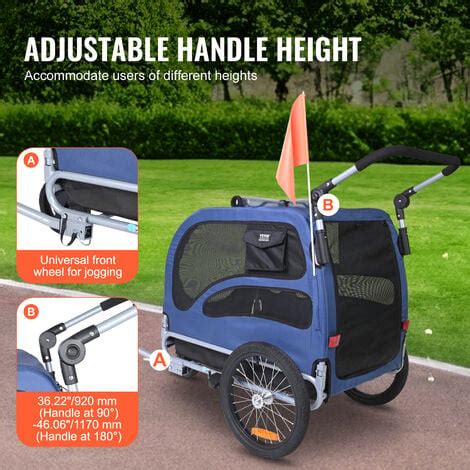 VEVOR Remolque Plegable Para Bicicleta Para Perros Carga De 45 Kg
