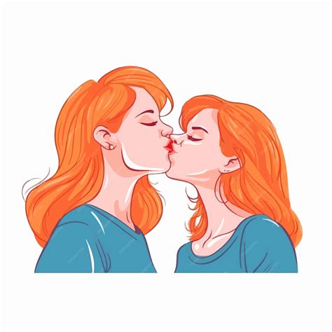 Premium Vector Portrait Of Lesbian Couple Being Loving And Happy Two Gay Girls Kissing Pride